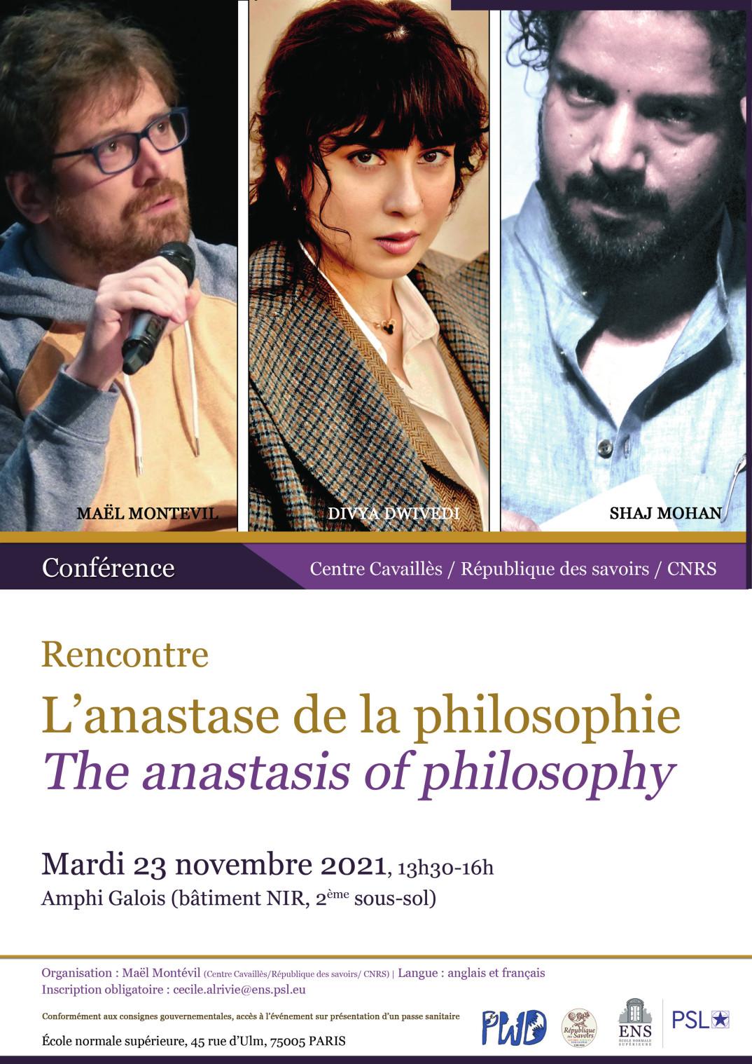 Évènement : L’anastase de la philosophie - Maël Montévil